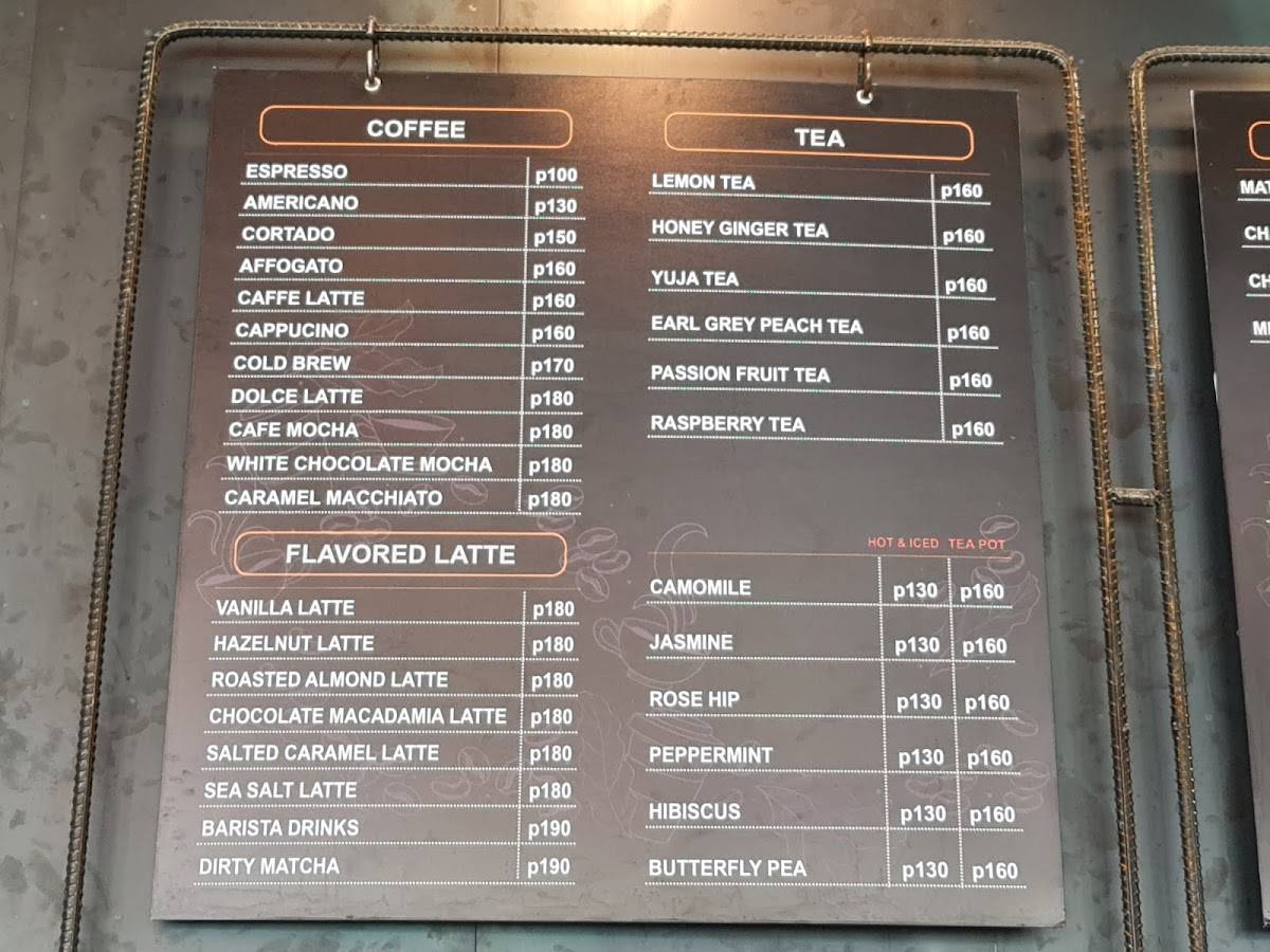 Menu at Cafe Dia Clark, Mabalacat