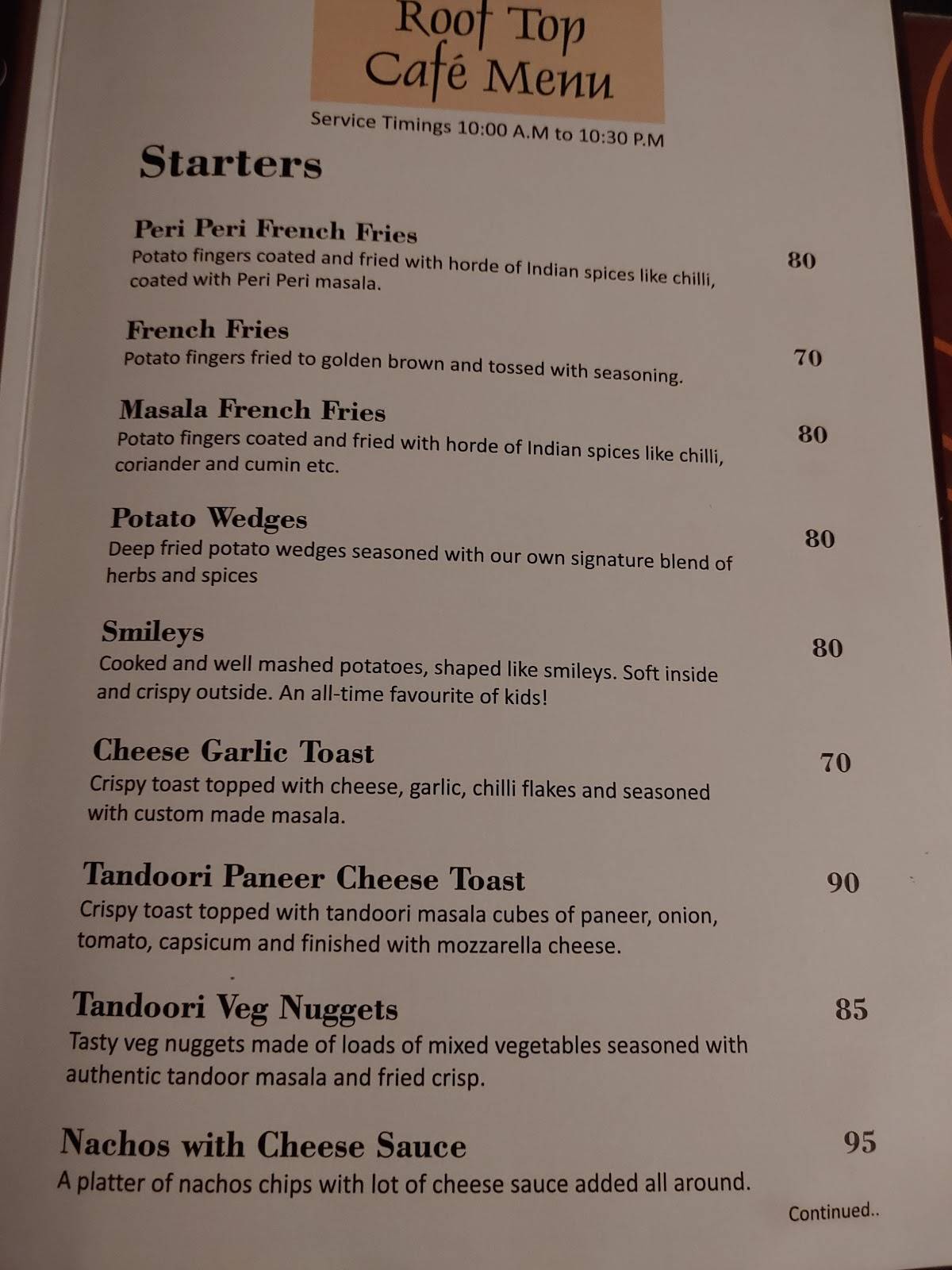 Menu at Eshanya Rooftop Cafe - Jayanagar 4th Block, Bengaluru, 16