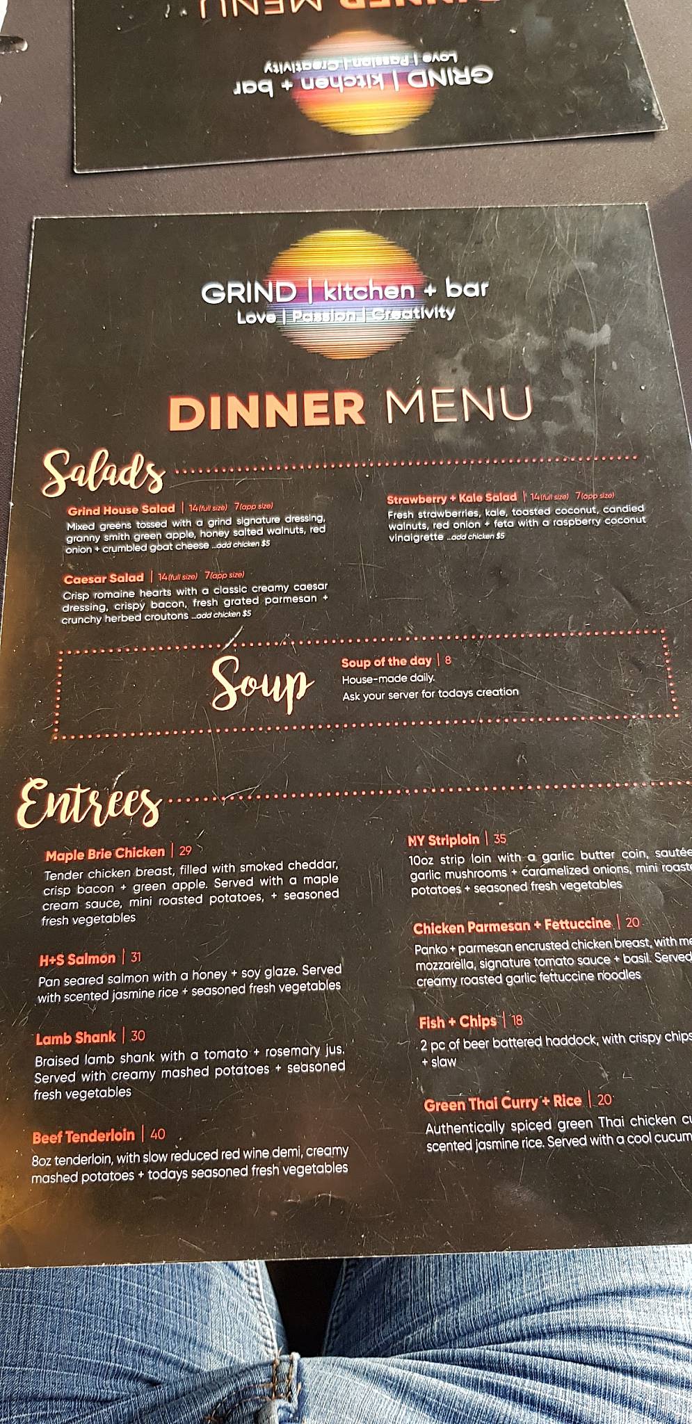 Menu at GRIND kitchen + bar, Sarnia
