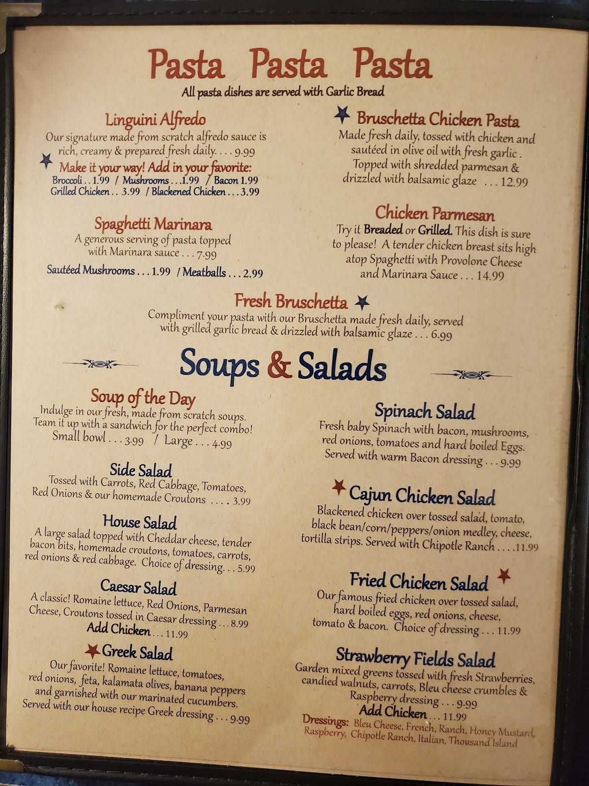 Menu at Mayberry Cafe, Danville