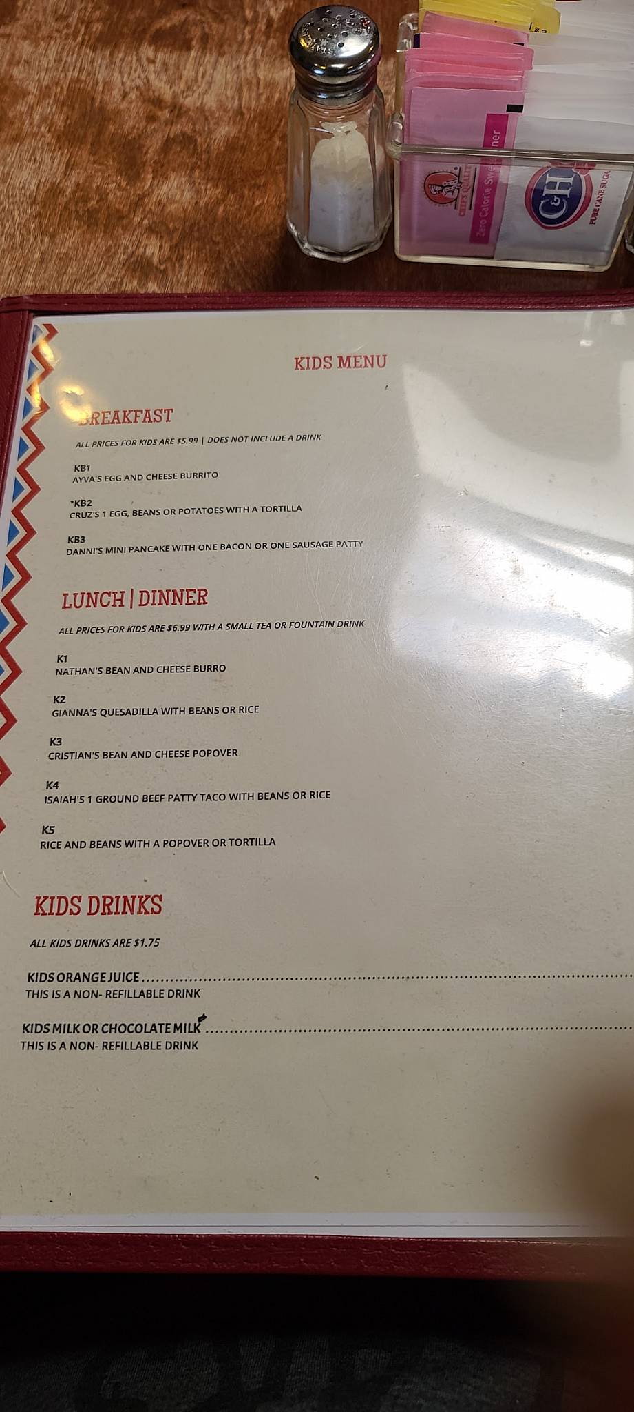 Menu at Cafe Santa Rosa, Tucson, S 6th Ave