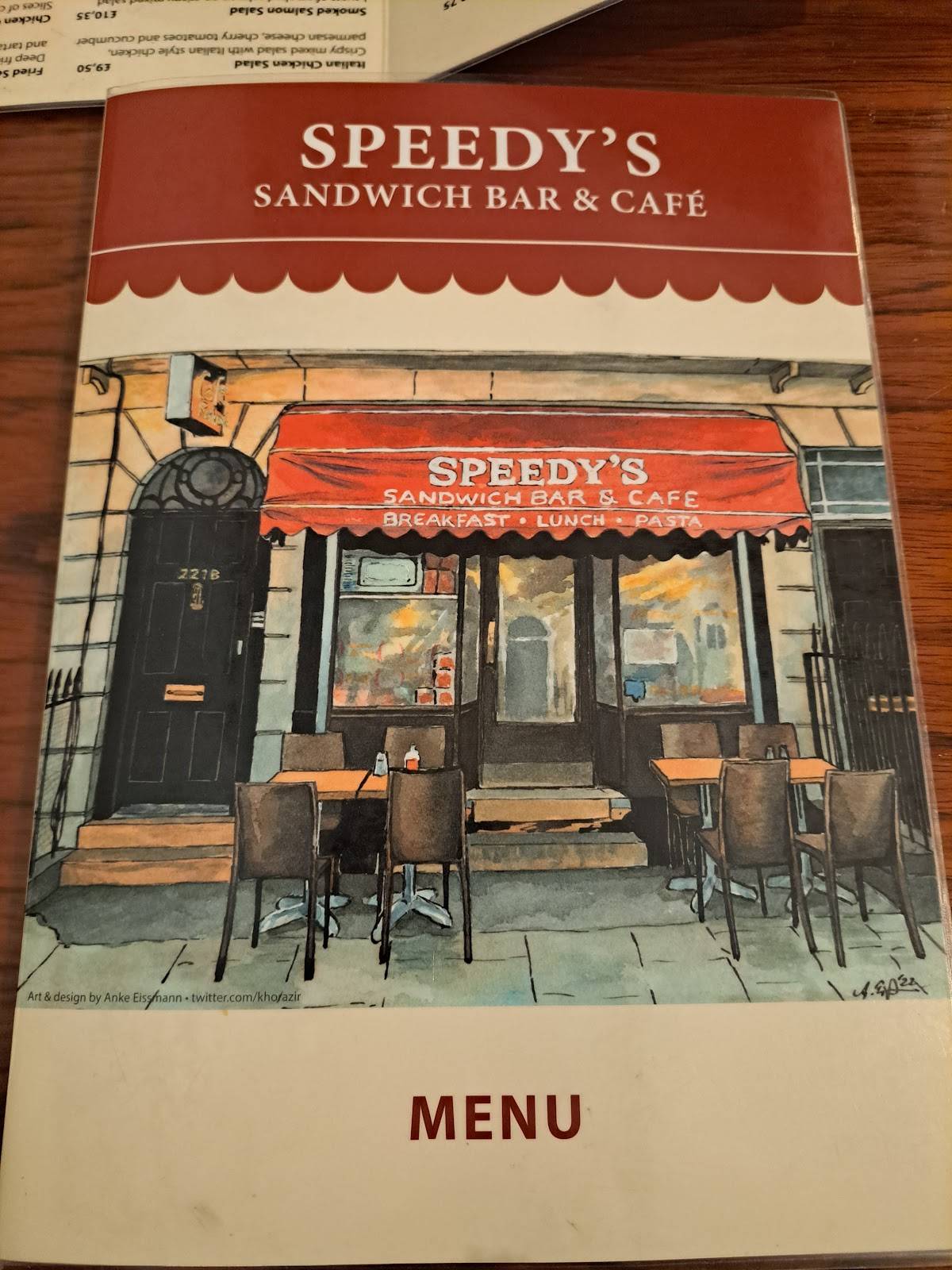 Menu at Speedy's Sandwich Bar & Cafe, London, 187 N Gower St