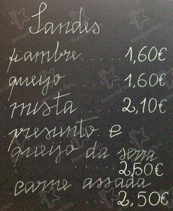 Menu at Tábula Rasa cafe, Lisbon