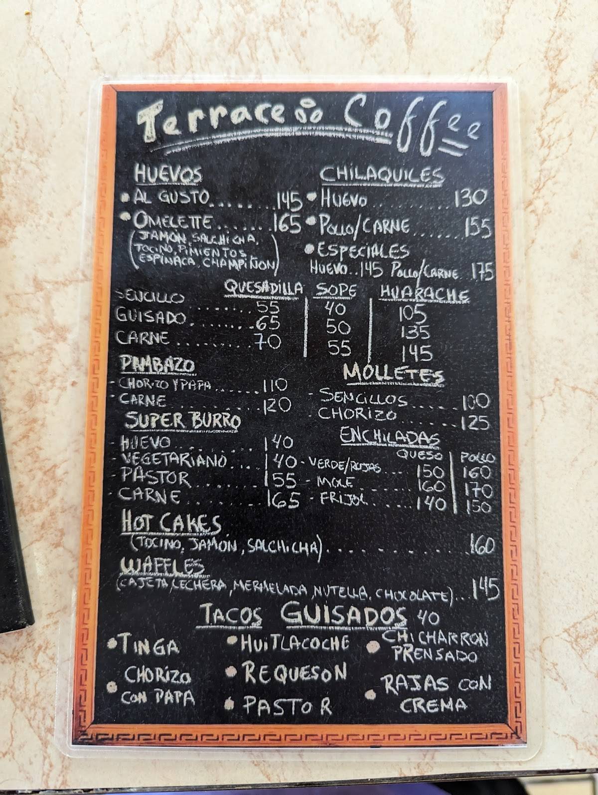 Menu at Terrace Coffee TC cafe, Cabo San Lucas