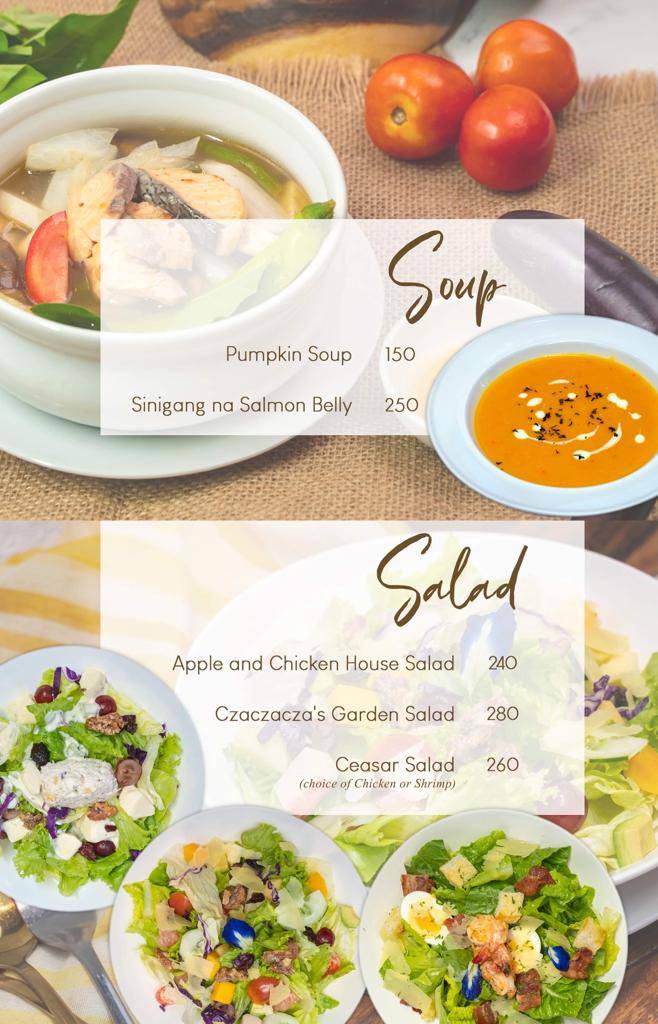 Menu at The Taste of Czaczacza Cafe, Marikina