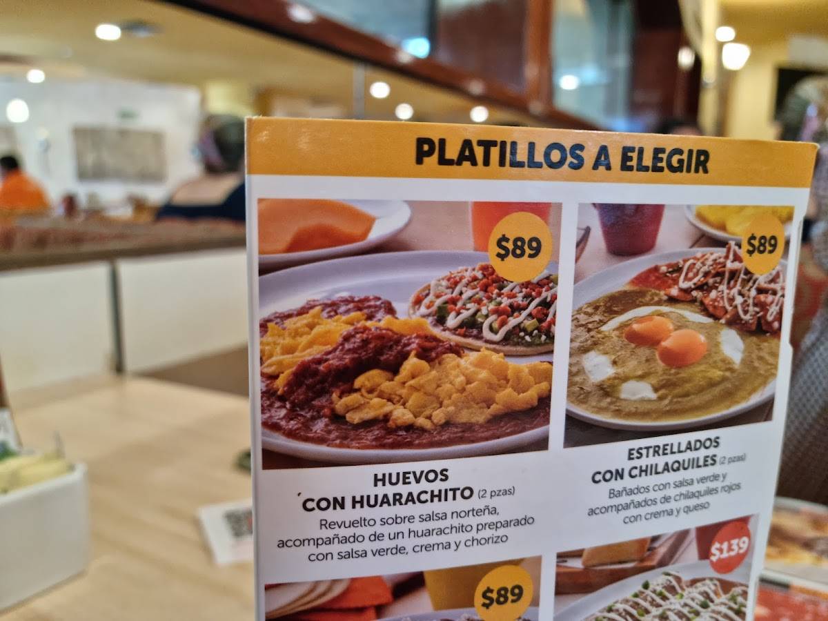 Carta de cafetería Vips, Cancún, Paseo Kukulcán
