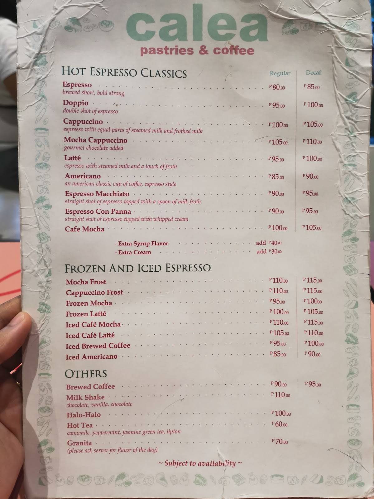 Menu at Calea Pastries & Coffee desserts, Bacolod, Balay Quince