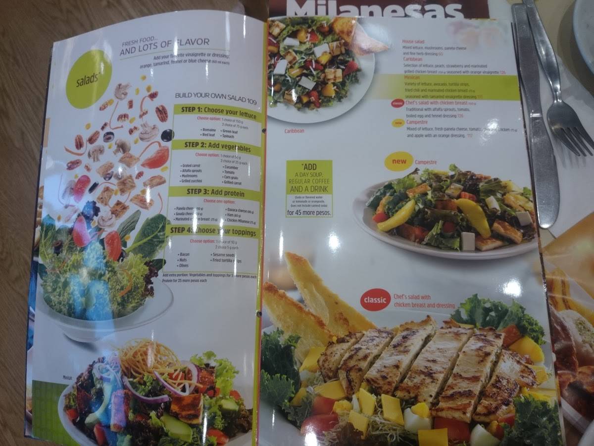 Carta de cafetería Vips, Cancún, Paseo Kukulcán