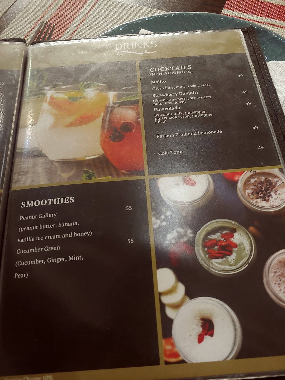 Menu at Ala Turkish restaurant, Cape Town