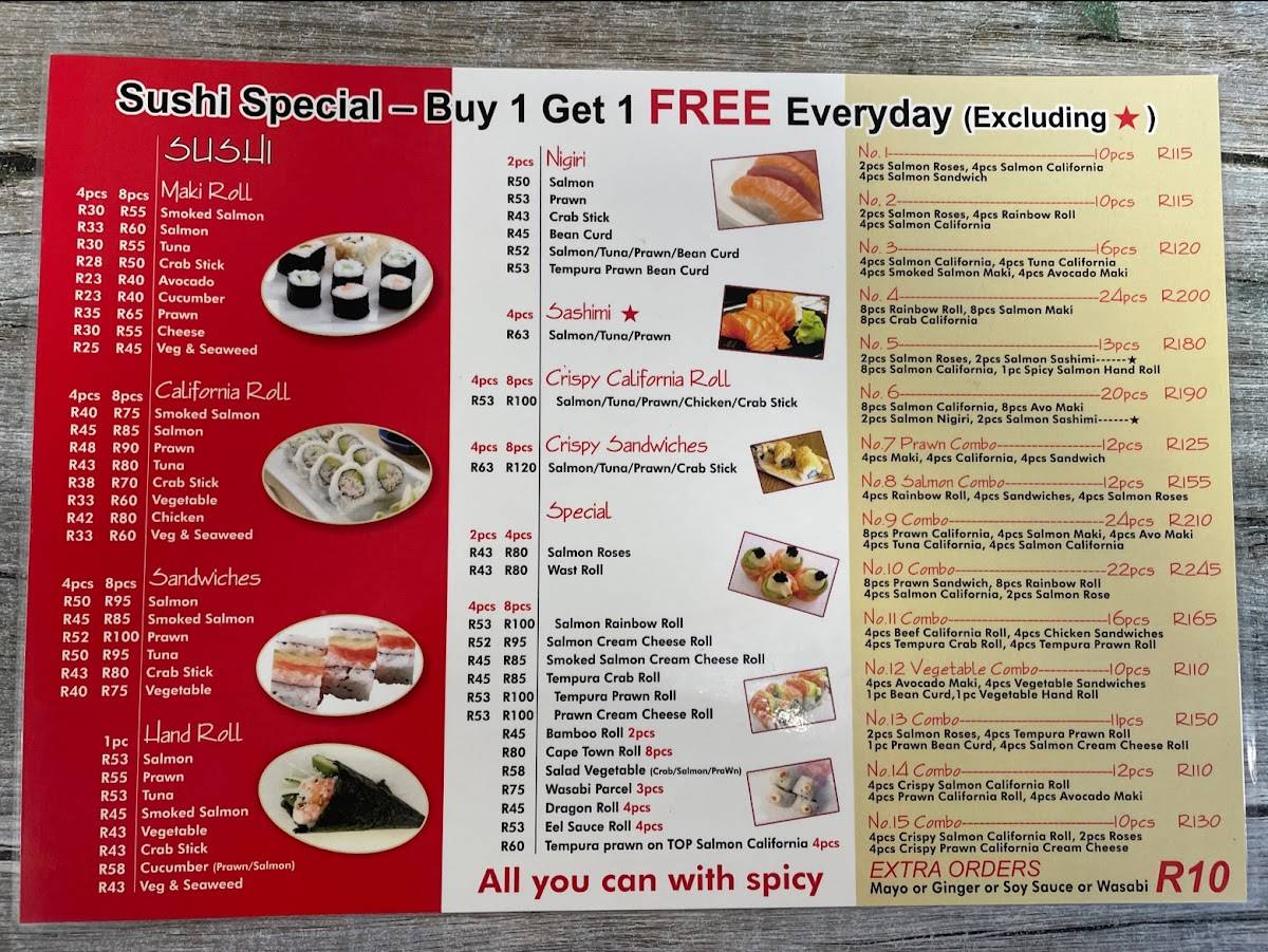 Menu at Li's Kitchen restaurant, Cape Town