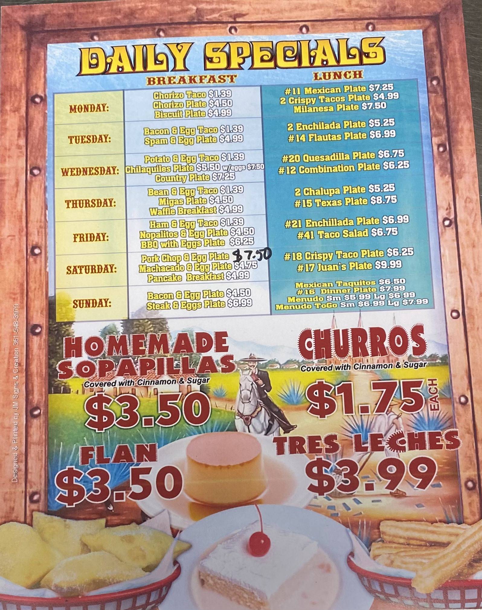 Menu at Caporal Restaurant, Corpus Christi, Greenwood Dr