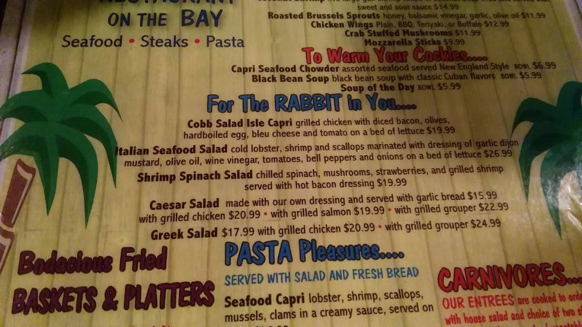 Menu at Capri Fish House restaurant, Marco Island, 203 Capri Blvd