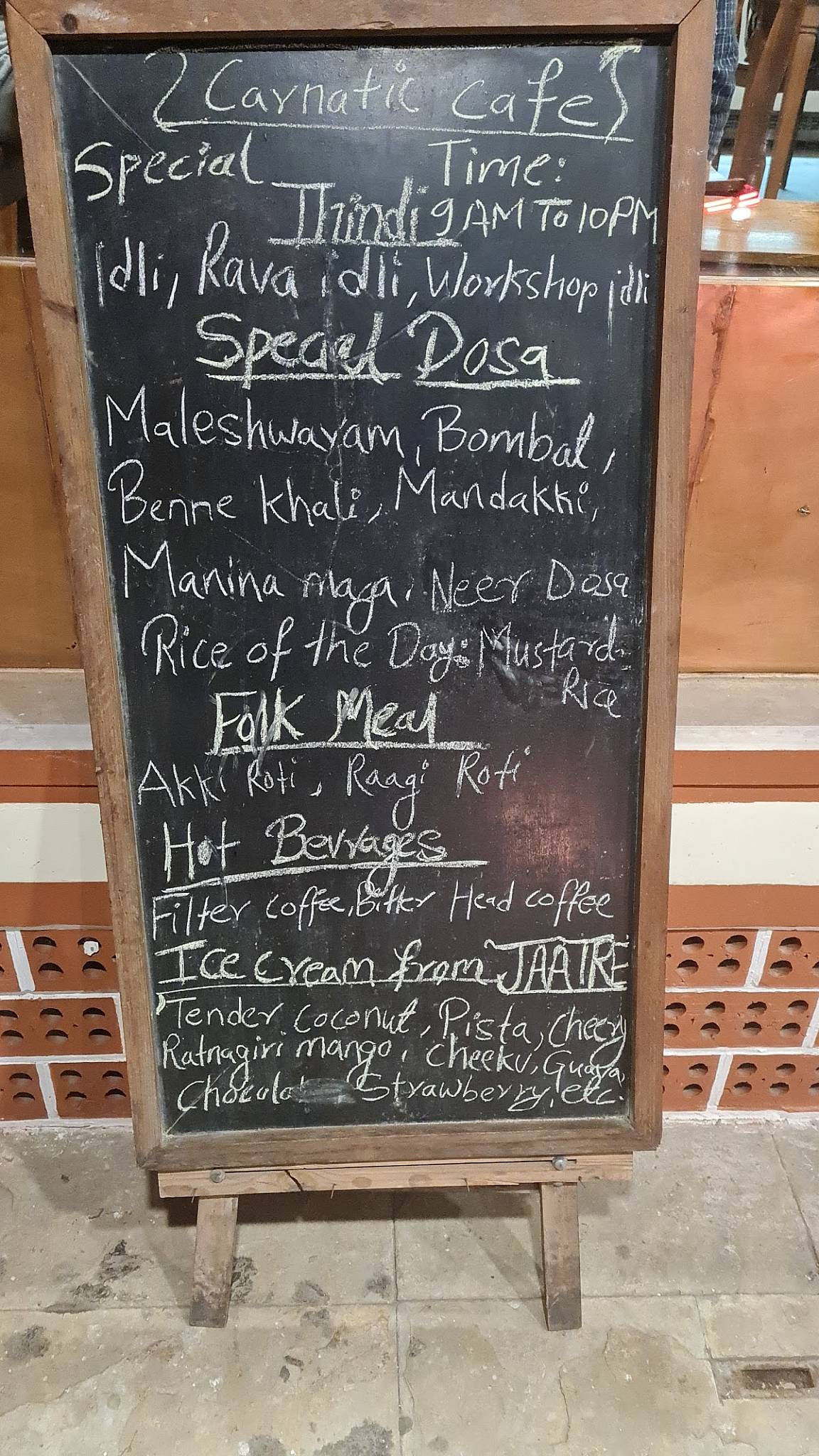 Menu at Carnatic Cafe, New Delhi, 82-85 The