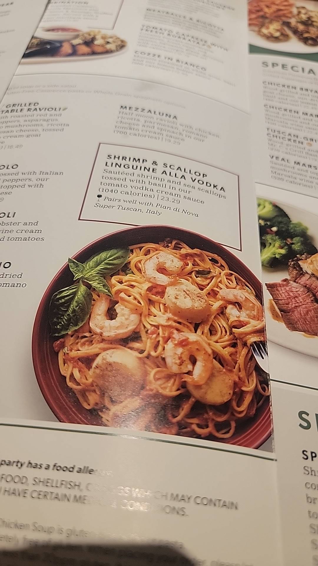 Menu at Carrabba's Italian Grill restaurant, Nashville, Green Hills ...
