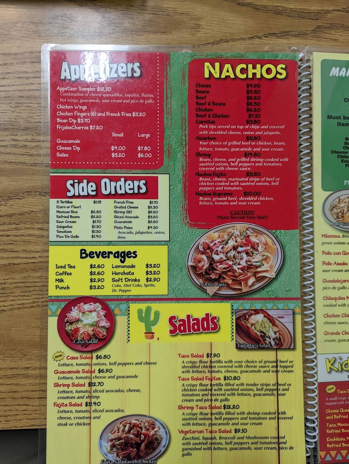 Menu at Casa Mexicana restaurant, Bryant