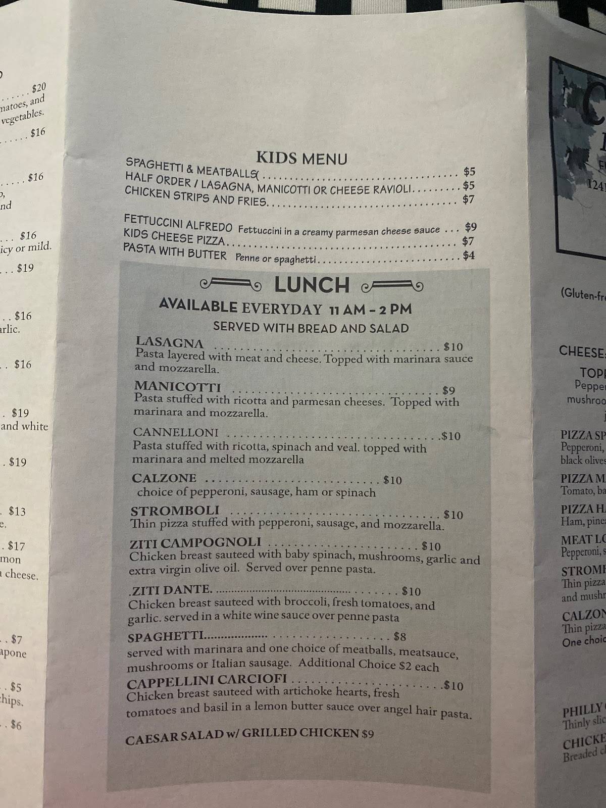 Menu at Casa Pasta Italian Restaurant- Helotes, Helotes