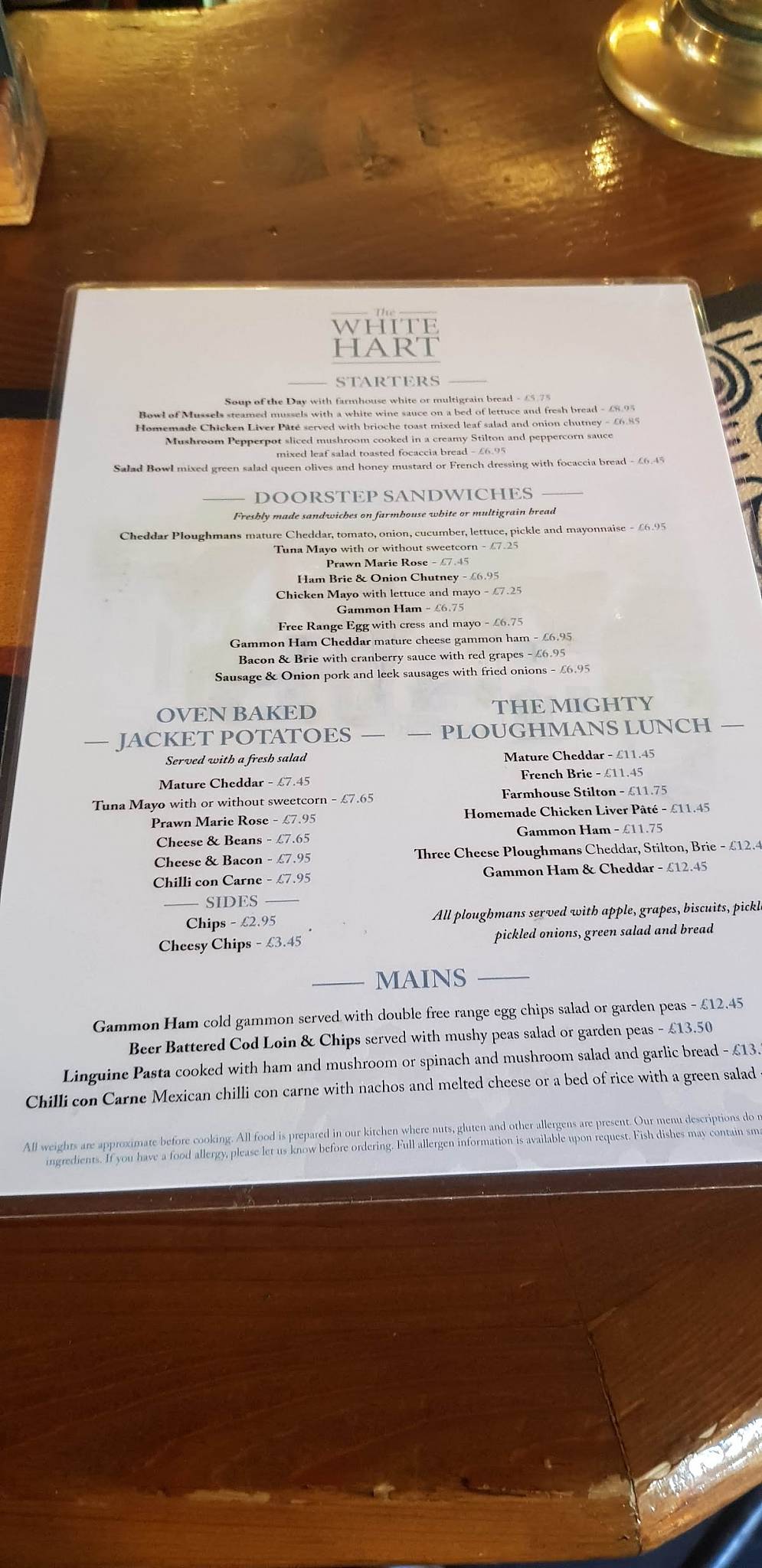 Menu at The White Hart pub & bar, Castle Combe, The St