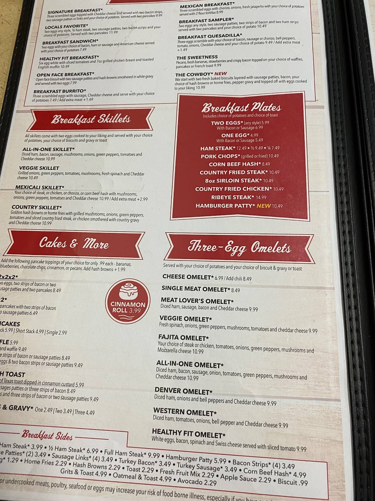 Menu at Lilly's Diner restaurant, Tulsa
