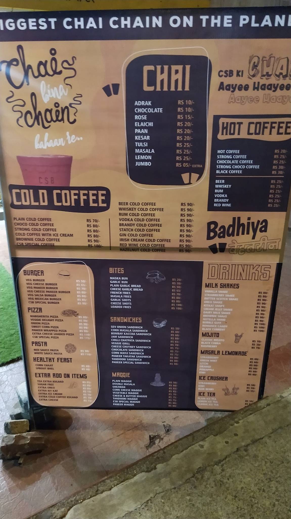 Menu at Chai sutta bar, Mumbai, shop no 3