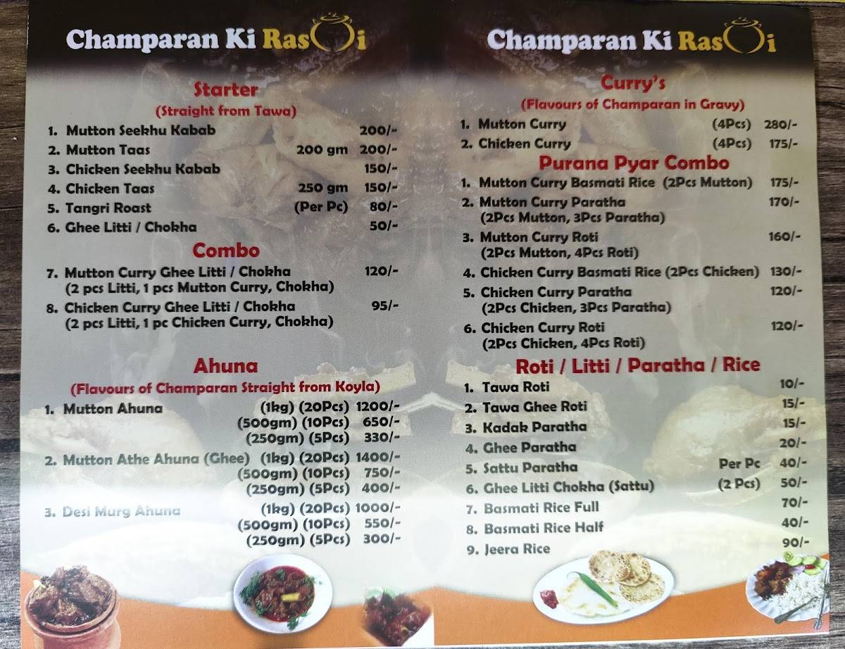Menu at Champaran ki rasoi, Kolkata, 58