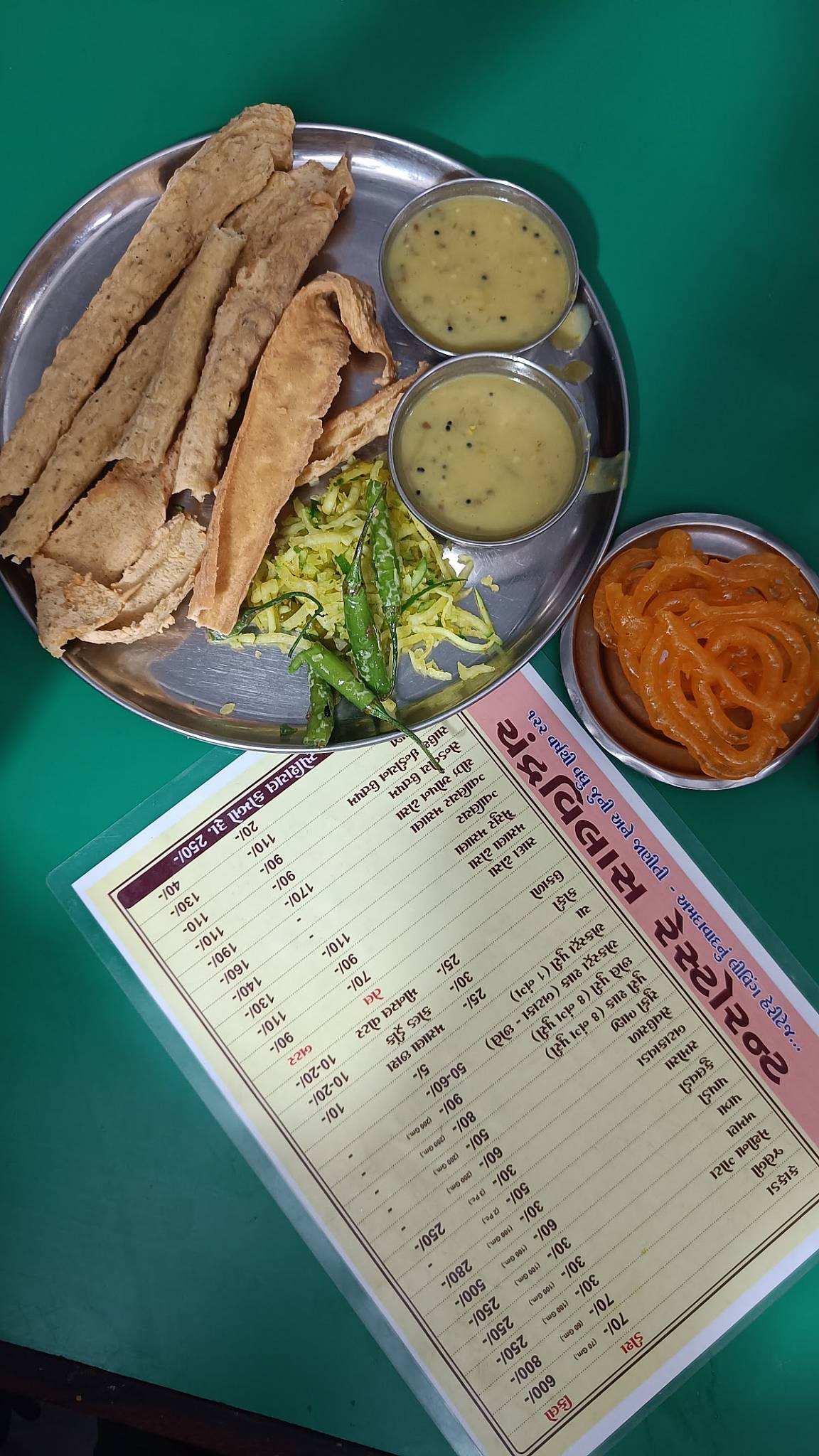 Menu at Chandravilas restaurant, Ahmedabad, 2HFR+WMX