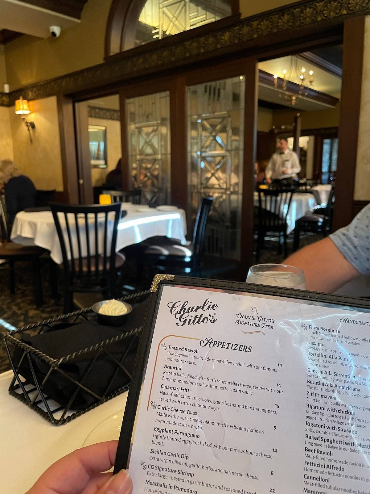 Menu at Charlie Gitto's On the Hill restaurant, St. Louis, Shaw Ave