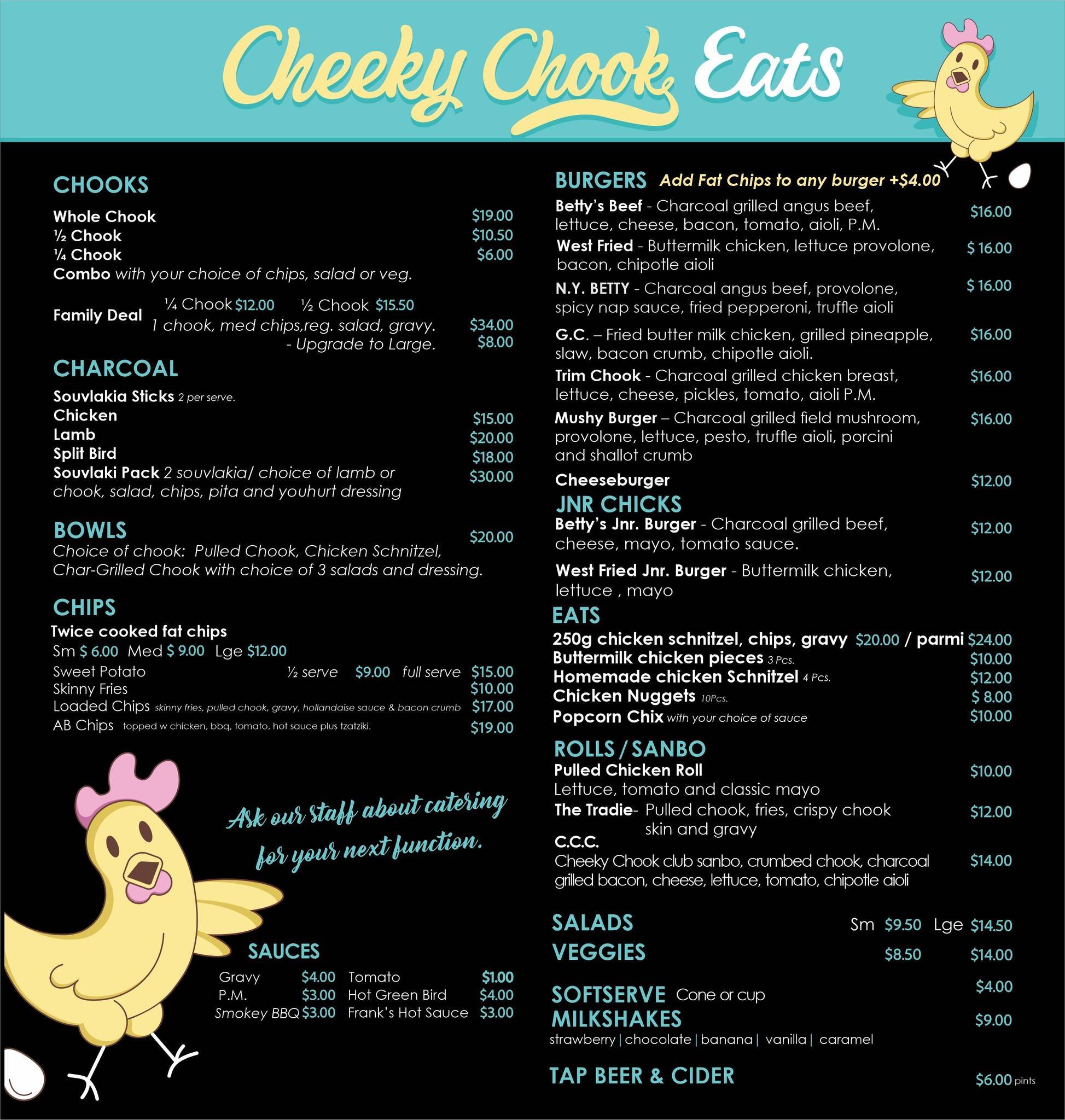 Menu at Cheeky Chook Eats restaurant, Lockleys