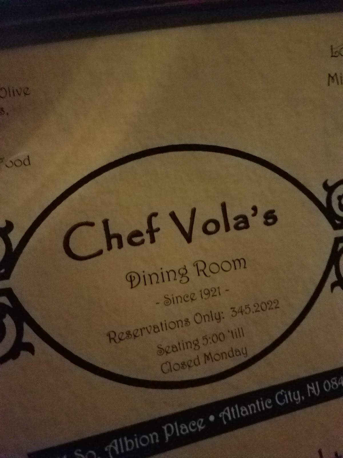 Menu at Chef Vola's restaurant, Atlantic City