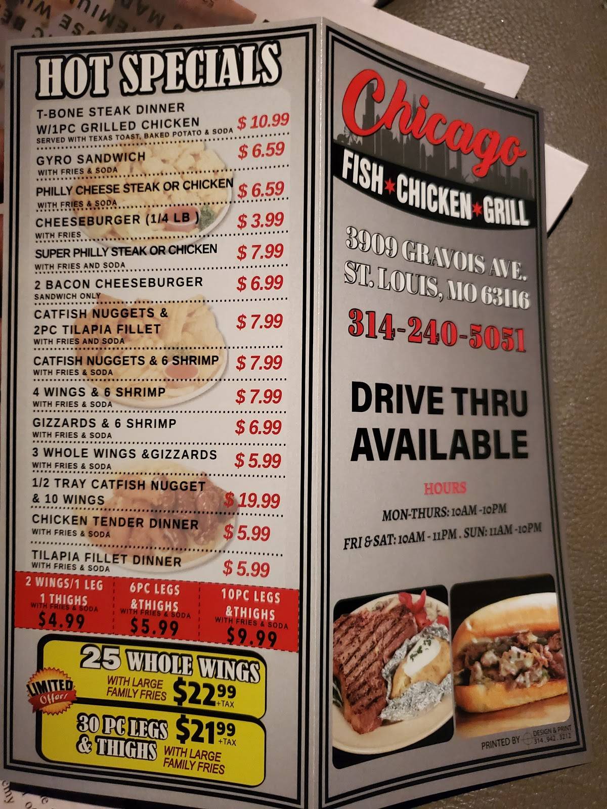 Menu at Chicago Fish•Chicken•Grill -GRAVOIS restaurant, St. Louis