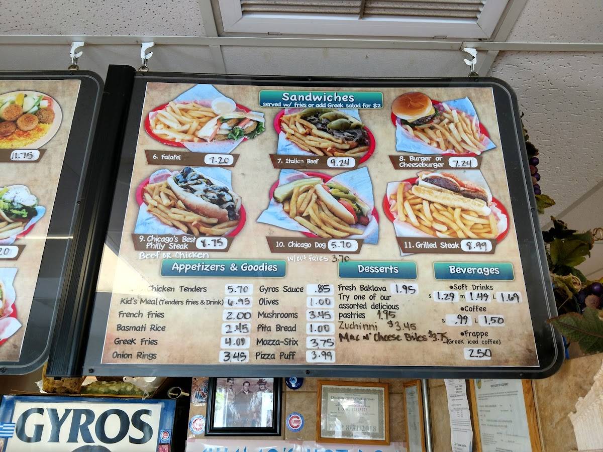 Menu at Chicago's Number One Gyros restaurant, Apache Junction