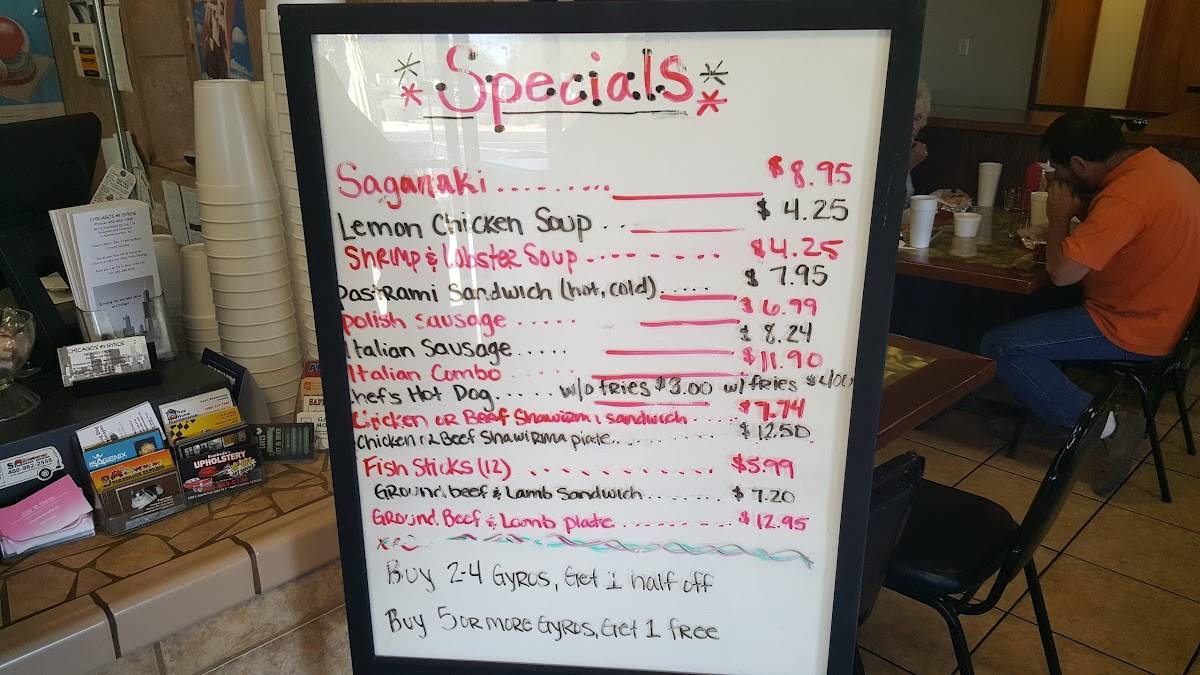 Menu at Chicago's Number One Gyros restaurant, Apache Junction
