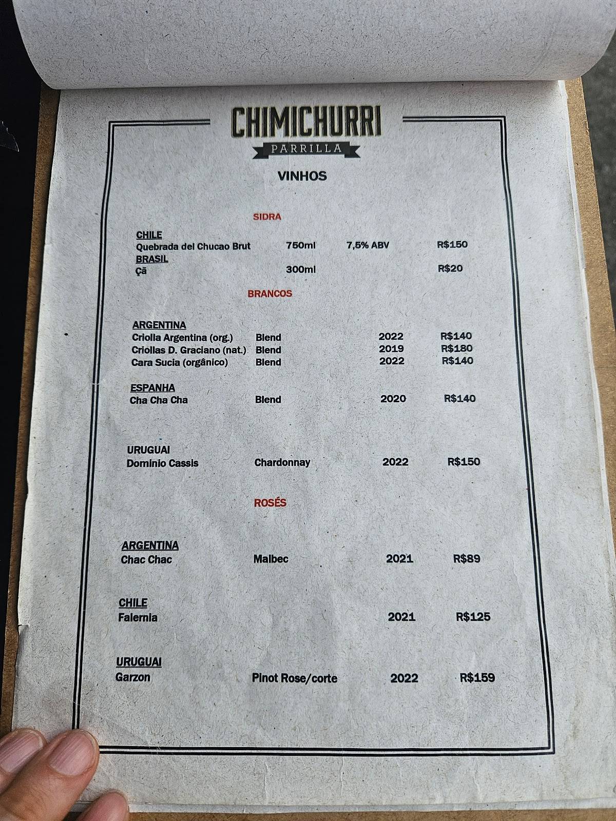 Menu em Chimichurri Parrilla restaurante, São Paulo