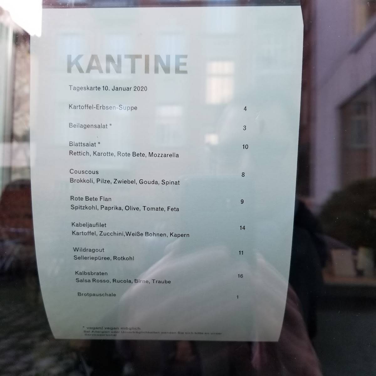 Speisekarte von Chipperfield Kantine restaurant, Berlin, Joachimstraße 11