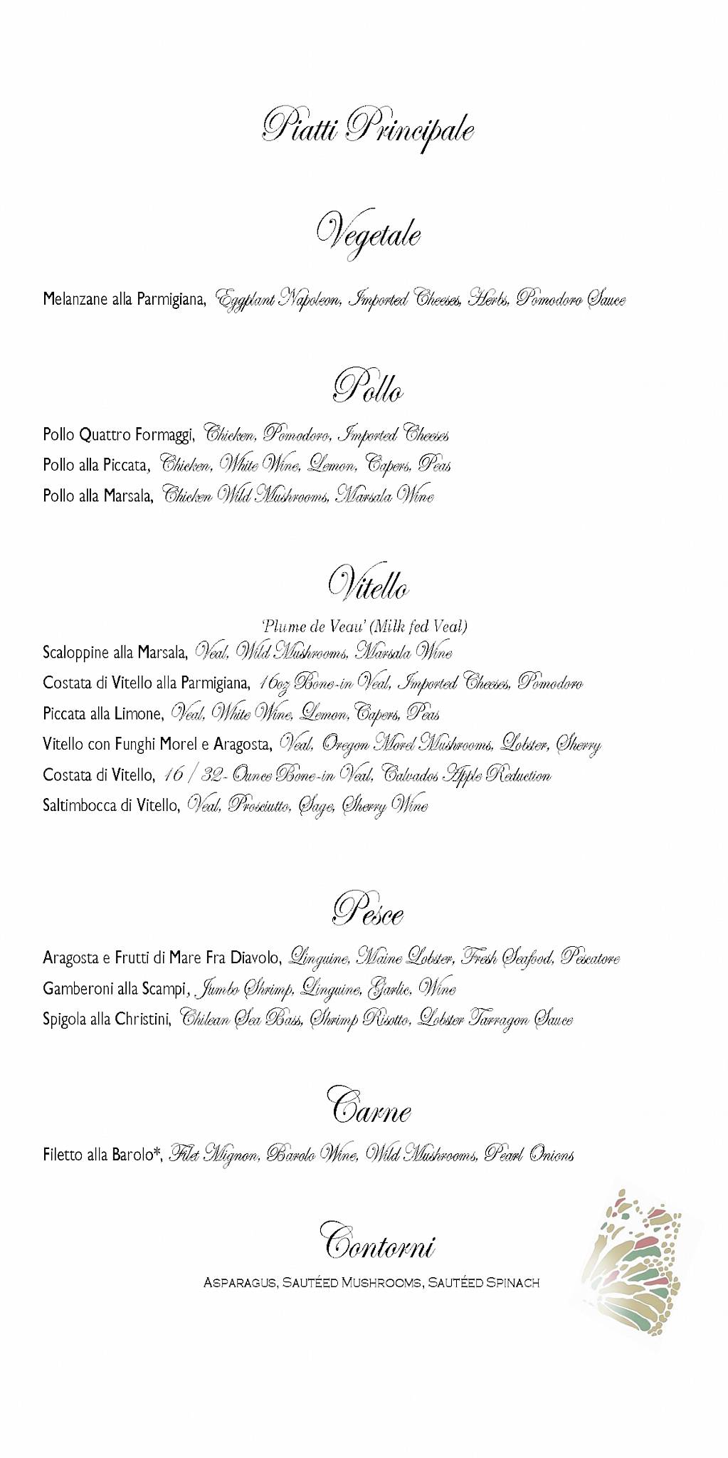 Menu at Christinis Ristorante Italiano restaurant, Orlando, Dr Phillips ...