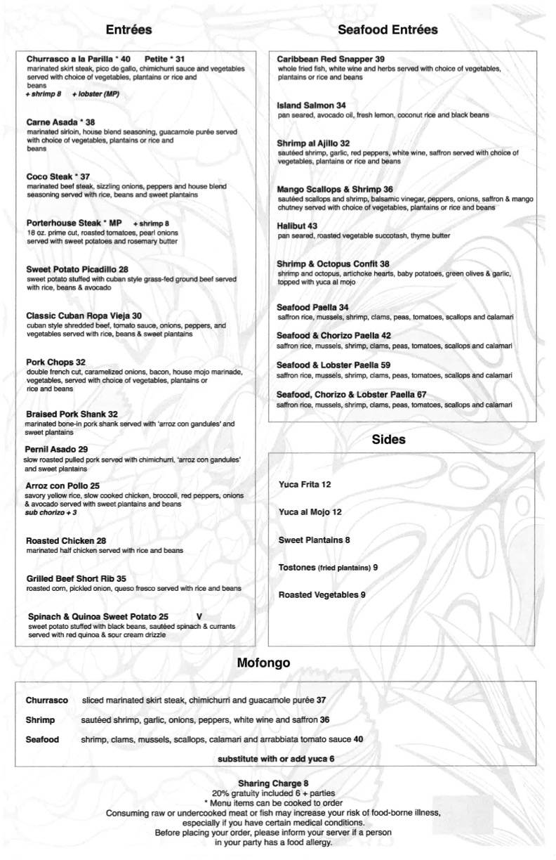 Menu at Coco Bistro Kitchen & Lounge restaurant, Smithtown