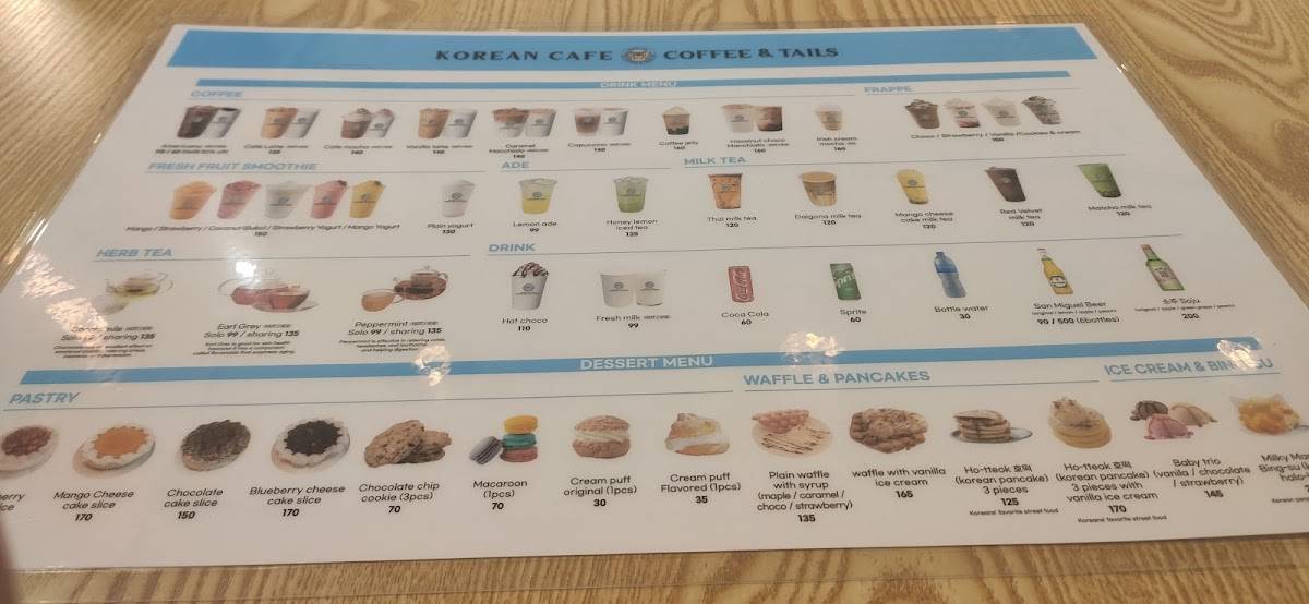 Carta de Coffee & Tails Korean Cafe, Baguio