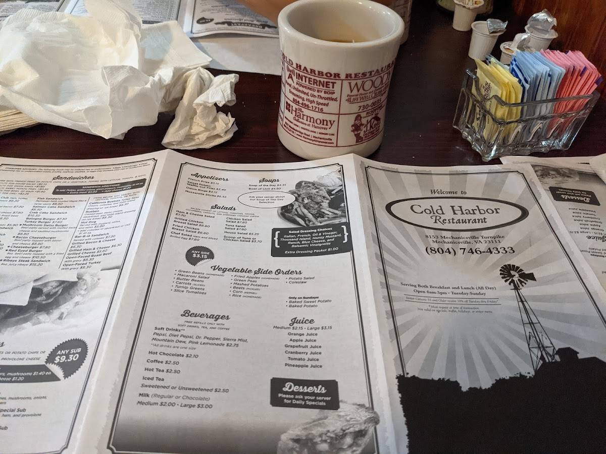 Menu at Cold Harbor Restaurant, Mechanicsville
