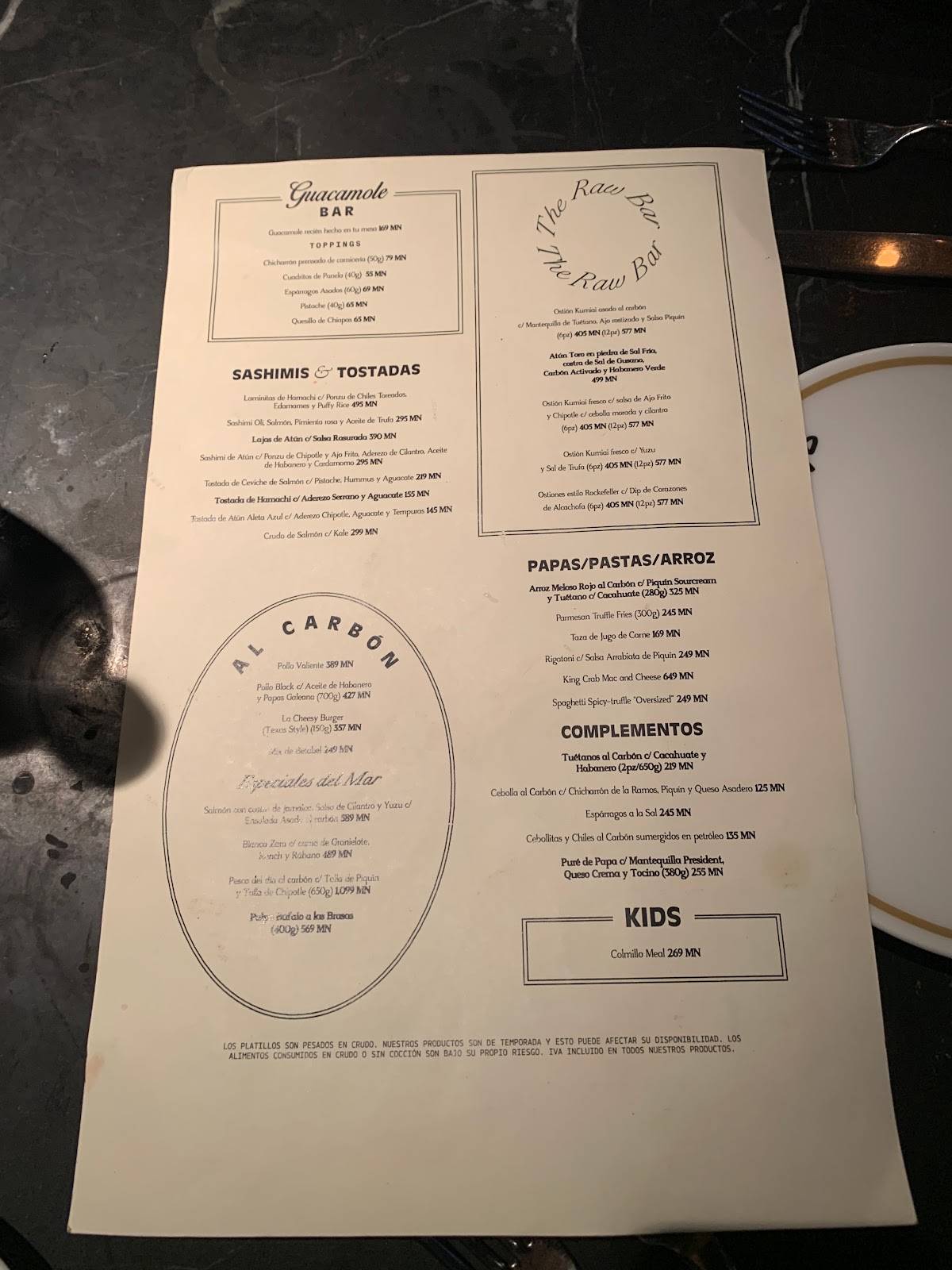 Carta del restaurante Colmillo Arboleda, San Pedro Garza García, Parque ...