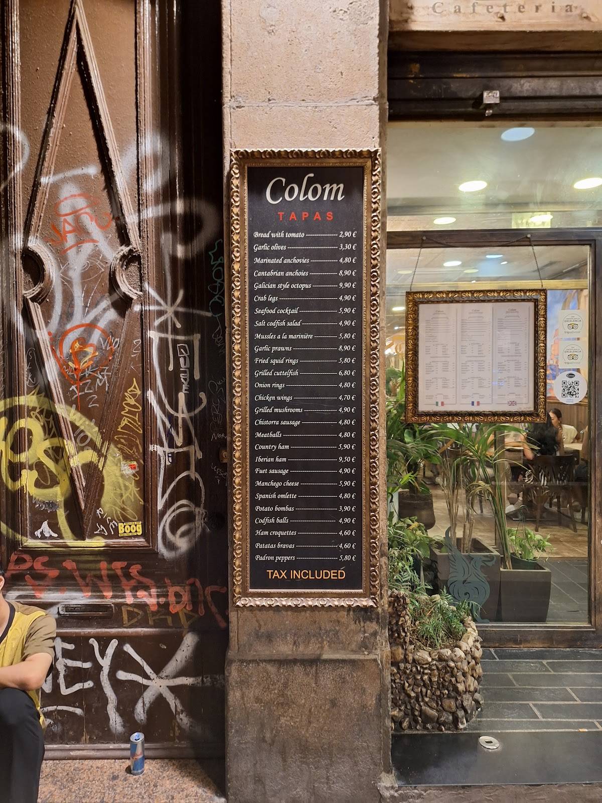 Menu at Colom Restaurant, Barcelona, Carrer dels Escudellers