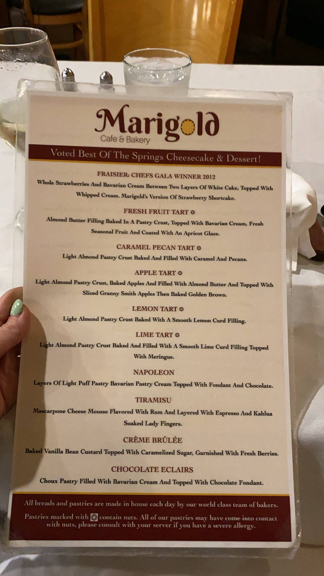 Menu at Marigold Cafe & Bakery, Colorado Springs