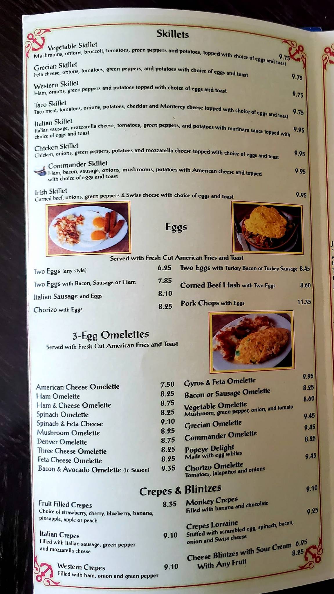 Menu at Commander Restaurant, Munster