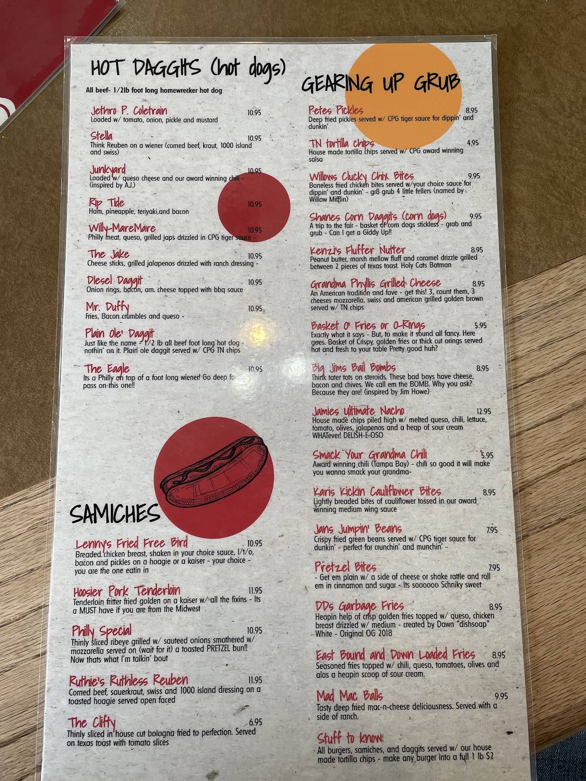 Menu at Christy's Pub Grub, Crossville