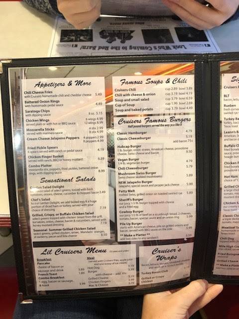 Menu at Cruisers Diner restaurant, Seaman
