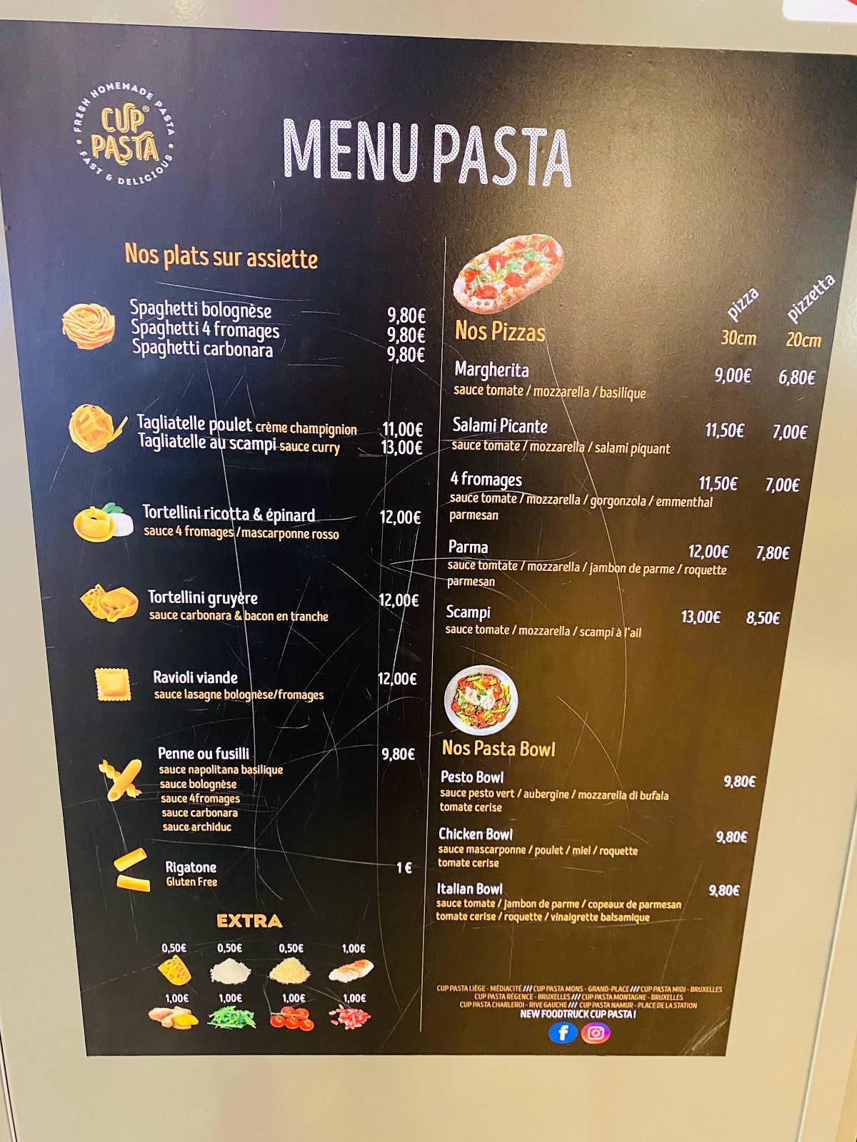 Speisekarte von Cup Pasta, Charleroi