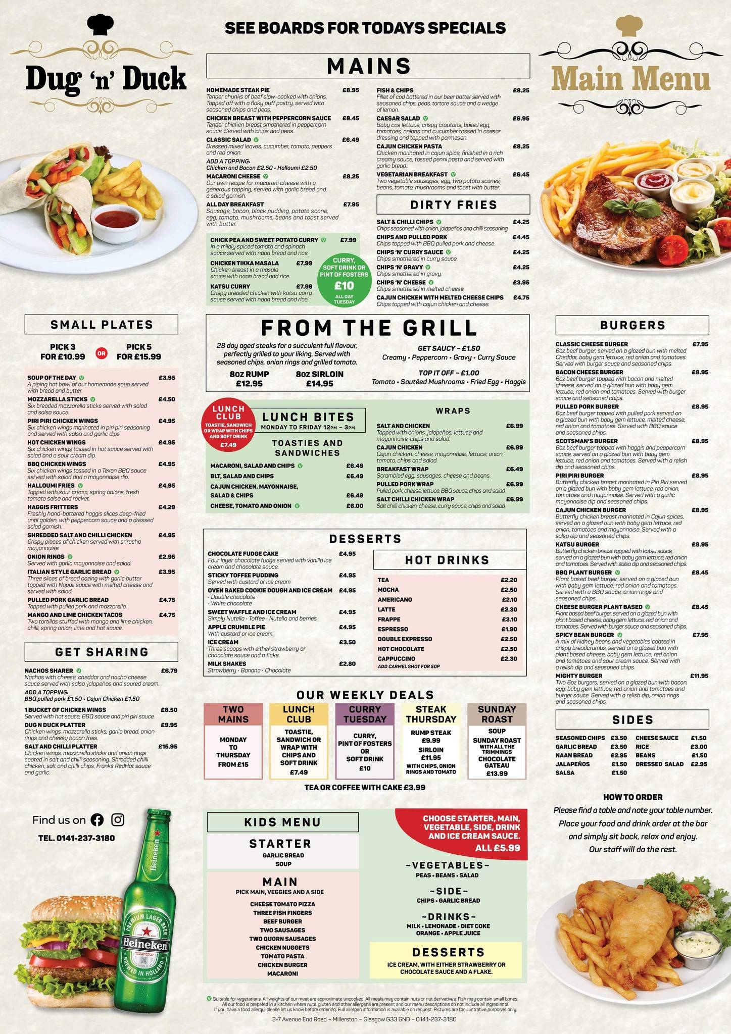 Menu at The Dug n Duck pub & bar, Glasgow