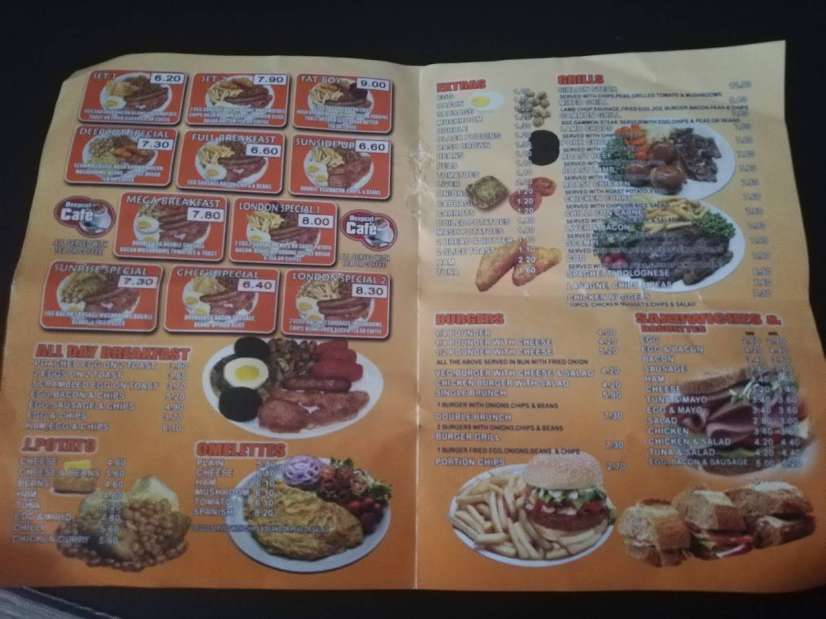 Menu at Deepcut Cafe, Camberley