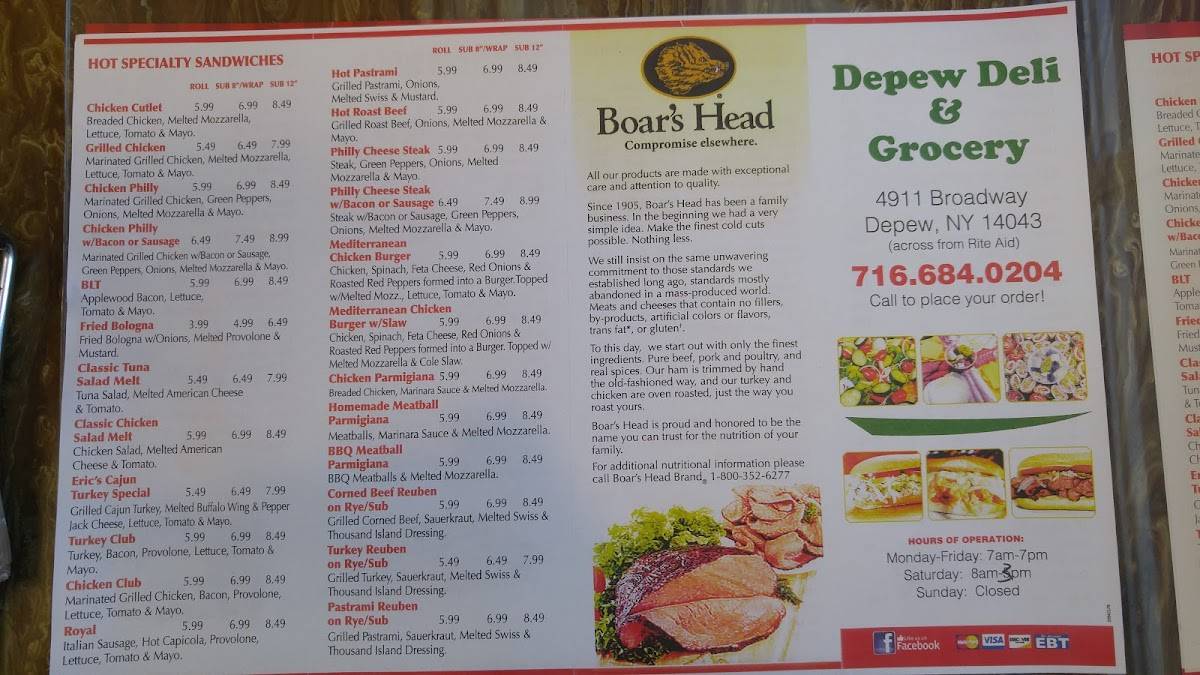 Menu at Depew Deli & Grocery restaurant, Depew