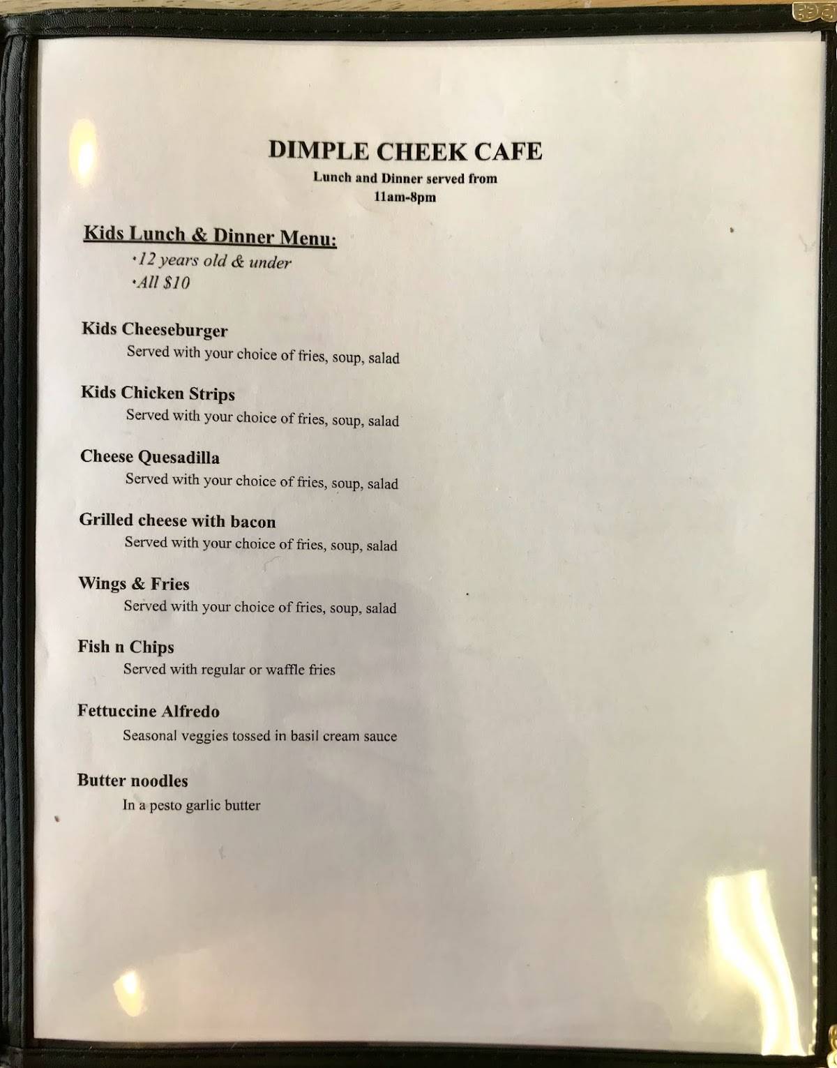 Carta de Dimple Cheek Cafe & Local Market, Mountain View