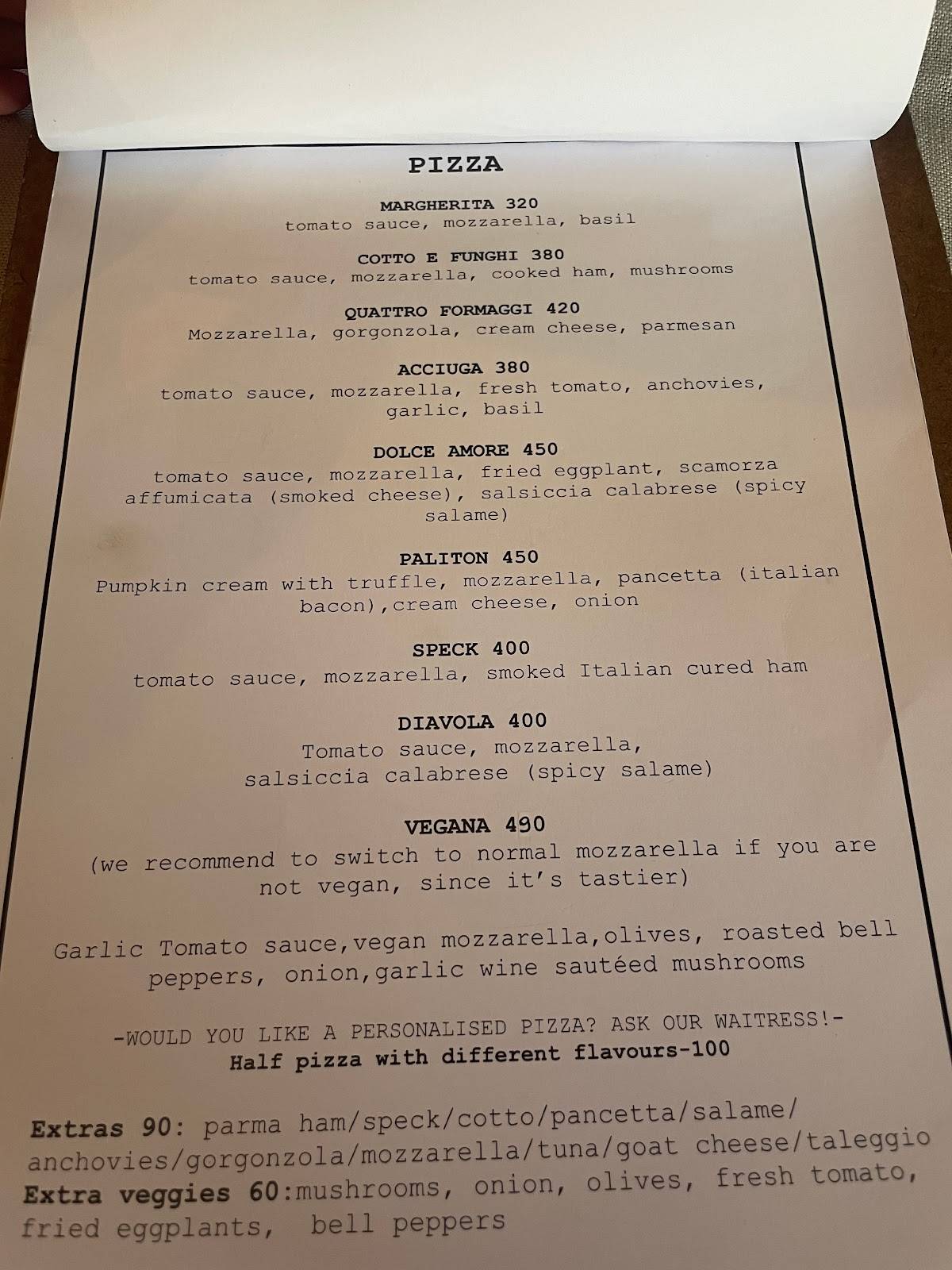 Menu at Dolce Amore Italian Restaurant & Resort, San Juan, Siquijor ...