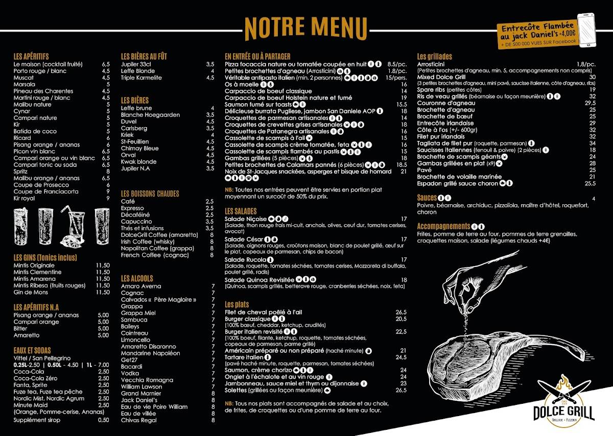 Menu au DOLCE GRILL FRAMERIES-MONS, Frameries